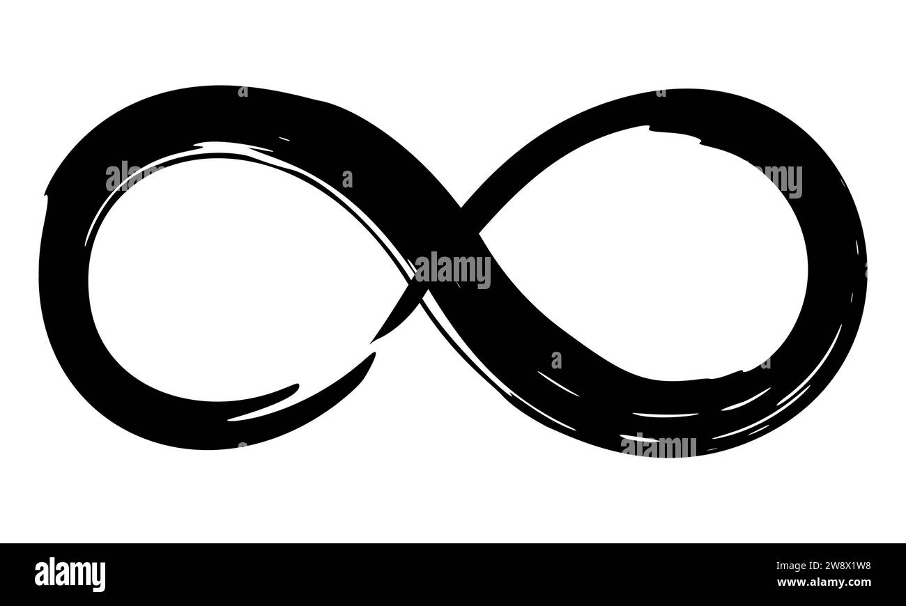 Infinity symbol hand painted with grunge brush stroke and black paint ...