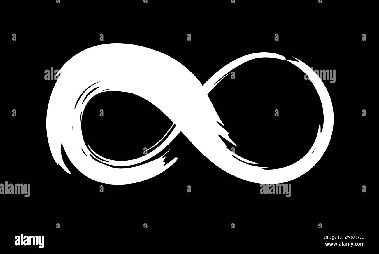 Infinity symbol. Hand painted with black paint. Grunge brush stroke ...