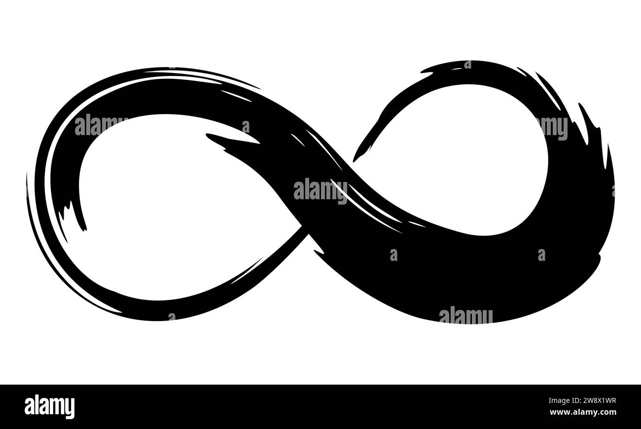 Infinity symbol hand painted with grunge brush stroke and black paint ...