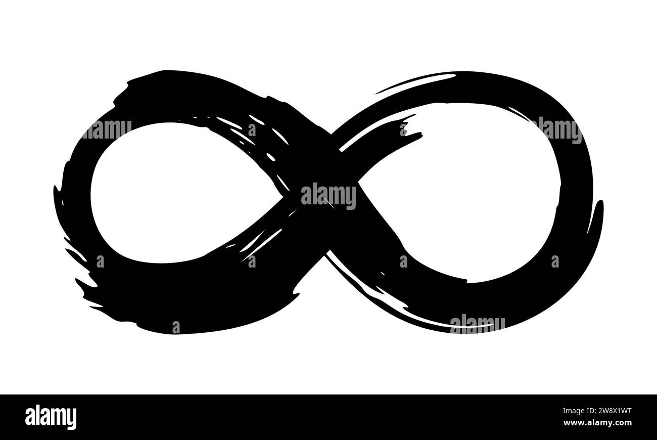 Infinity symbol hand painted with grunge brush stroke and black paint ...