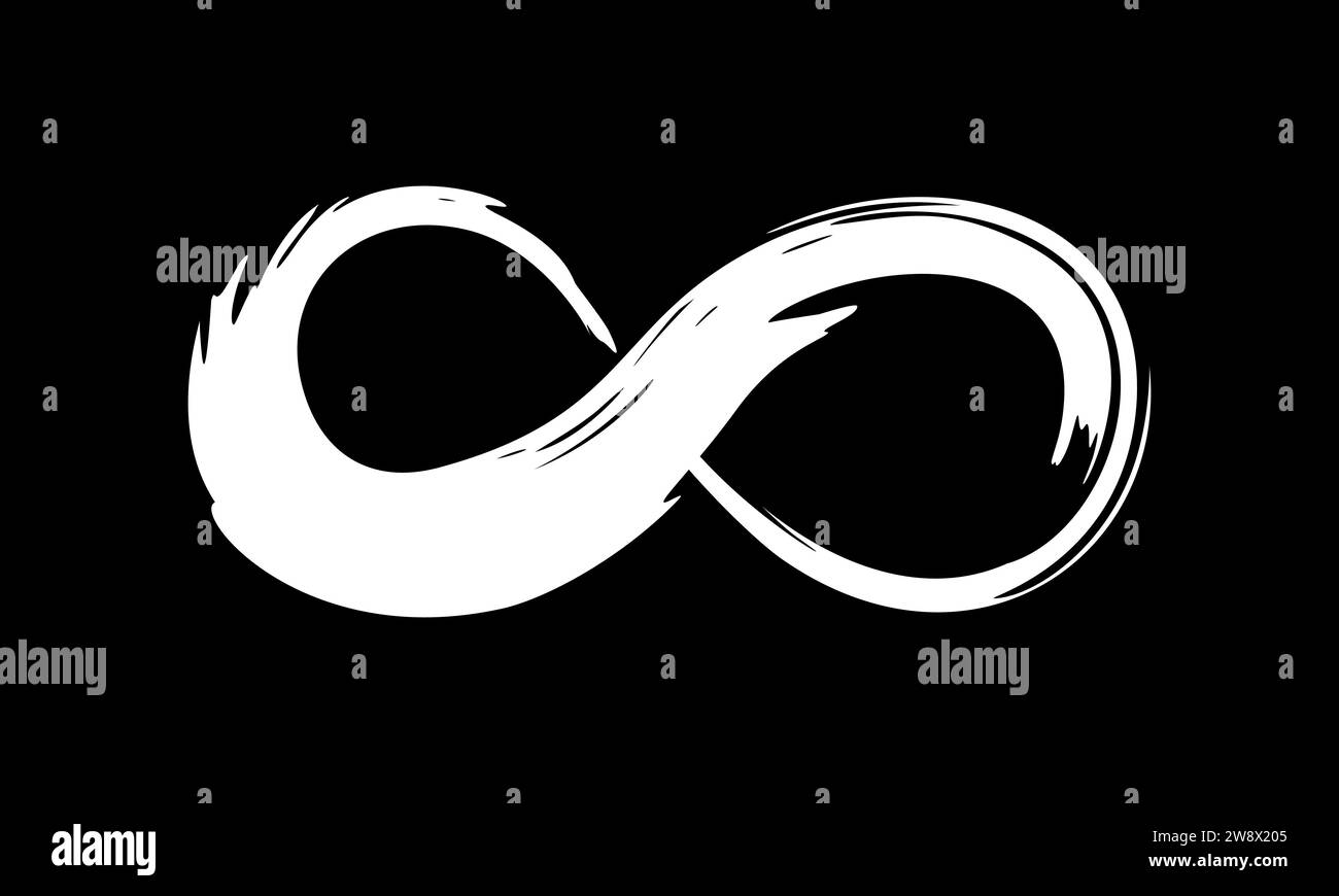 Infinity symbol. Hand painted with black paint. Grunge brush stroke ...