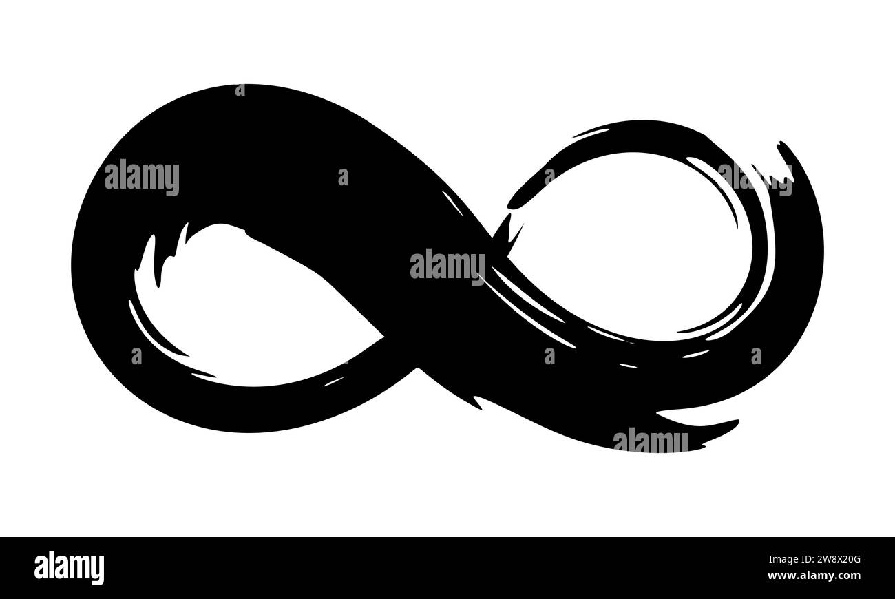 Infinity symbol hand painted with grunge brush stroke and black paint ...