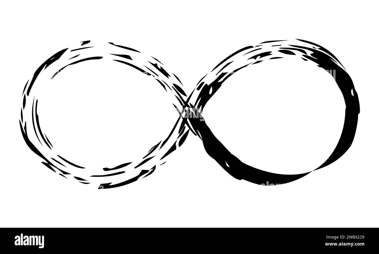 Infinity symbol hand painted with grunge brush stroke and black paint ...