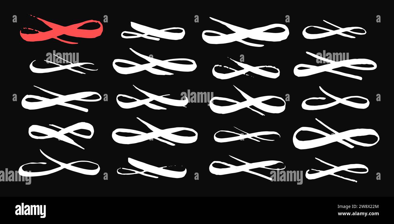 Infinity symbols set hand painted with grunge brush stroke and black ...