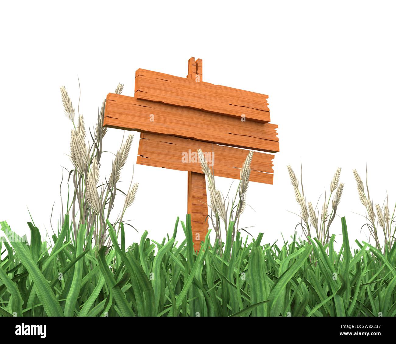 sign wooden board with background with blue sky lawn Stock Photo - Alamy