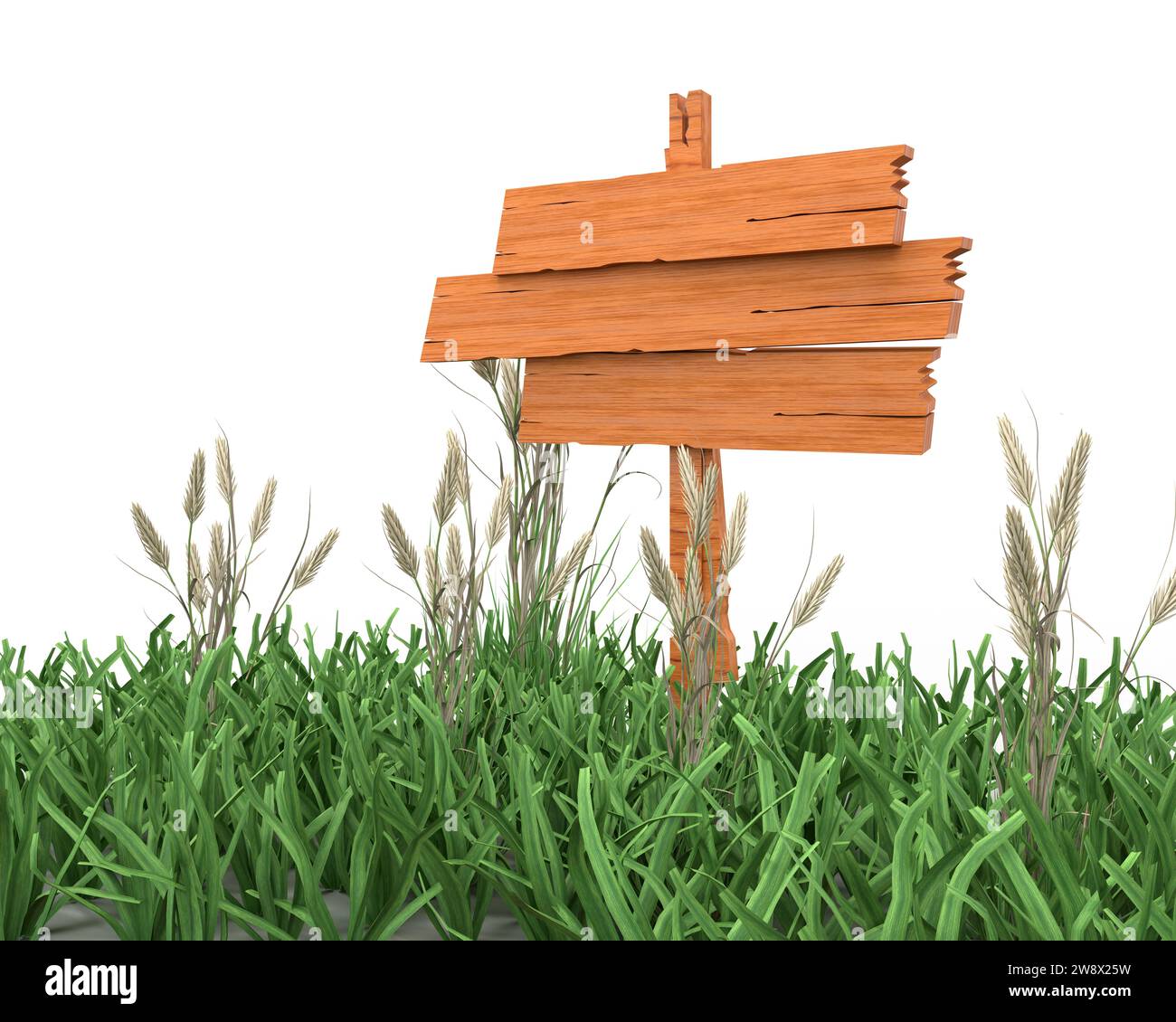 sign wooden board with background with blue sky lawn Stock Photo - Alamy