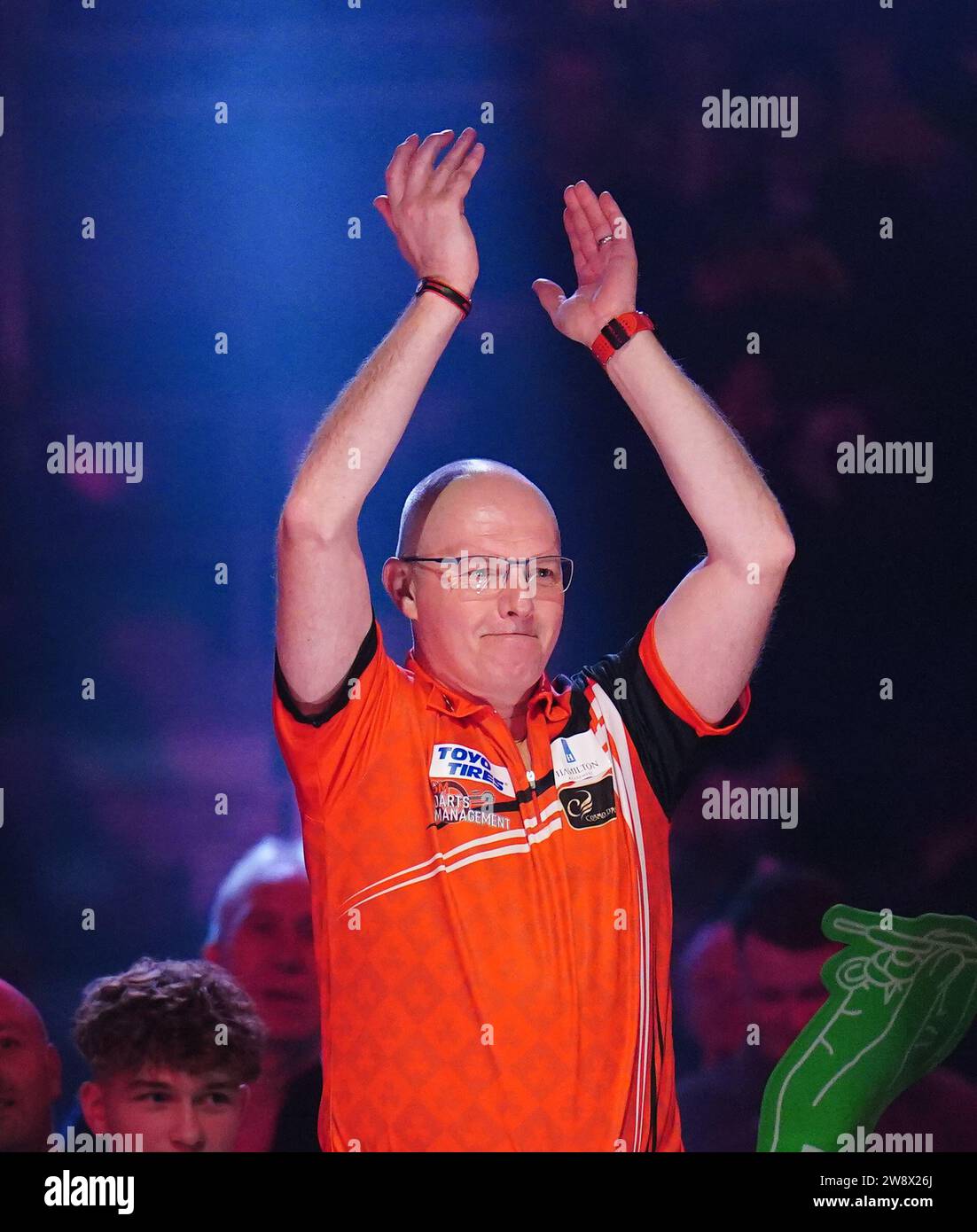Mickey Mansell walks out to play Brendan Dolan (not pictured) on day ...