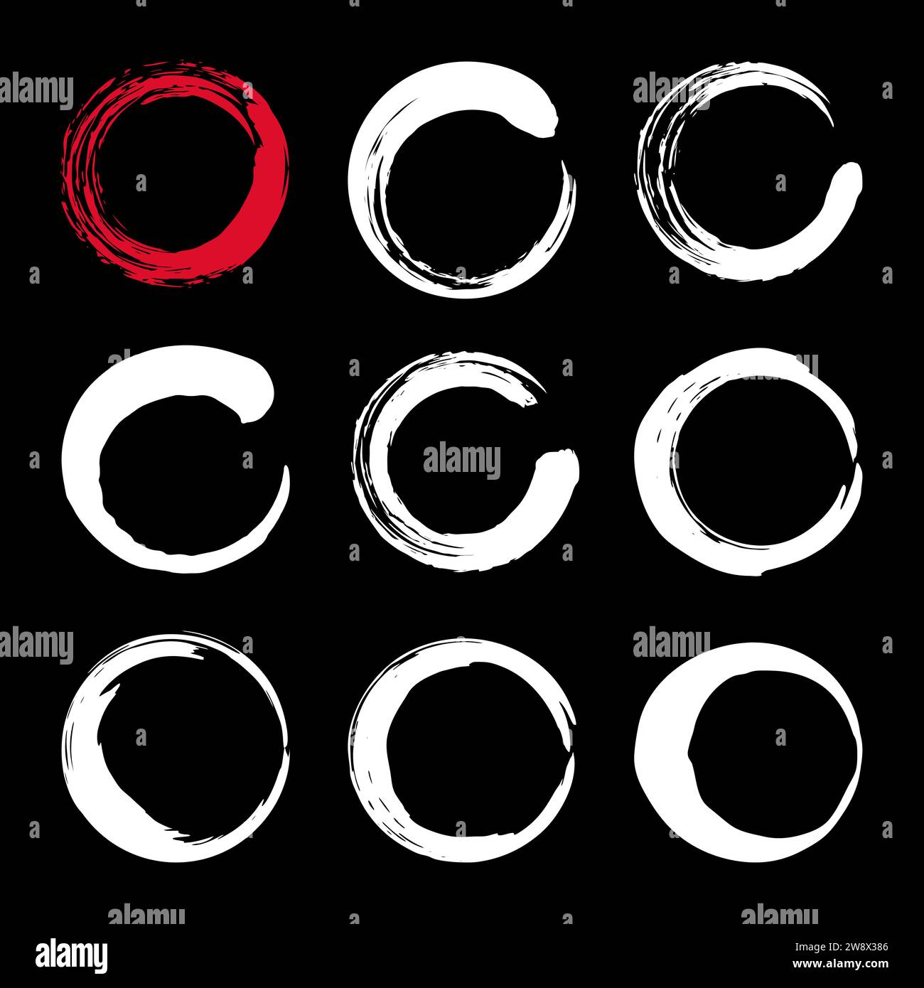 Set of hand painted ink circles. Chalkboard effect. Coffee or wine ...