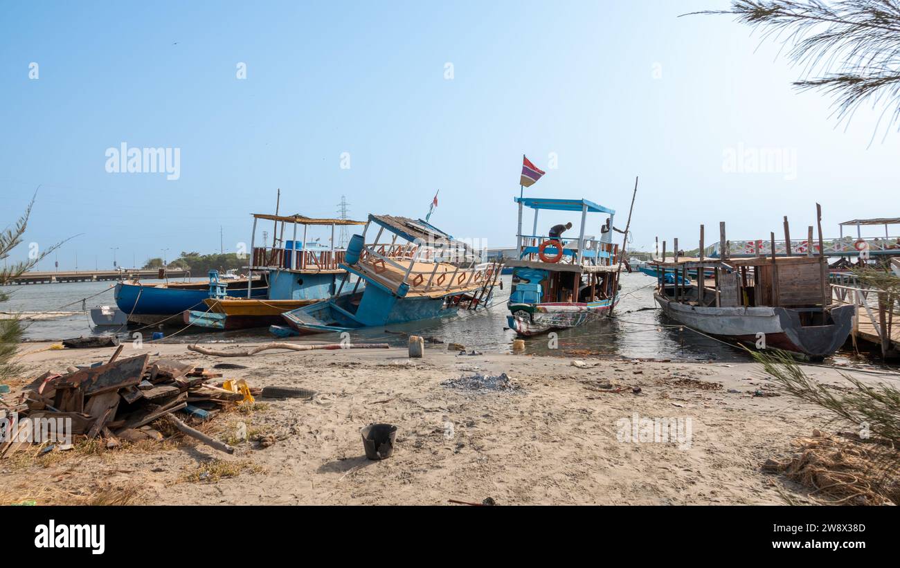 African traditional dug out type river boats and salvage Stock Photo ...
