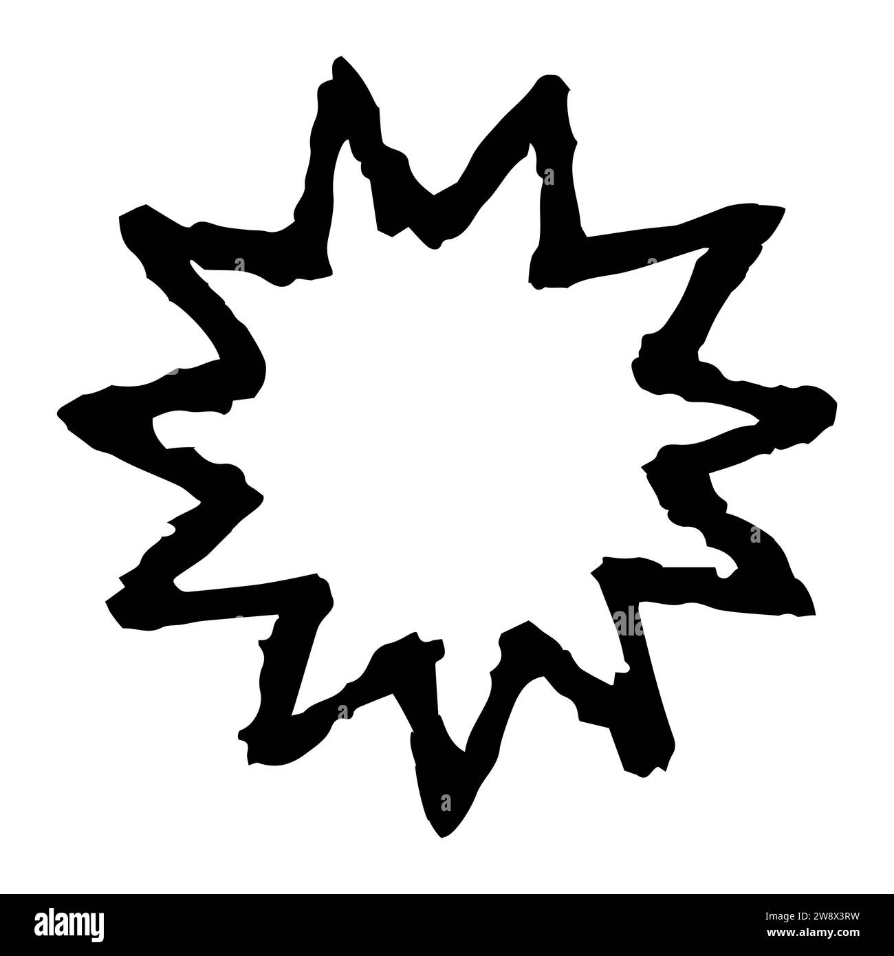 Hand drawn Sun painted with ink brush, isolated on white background ...