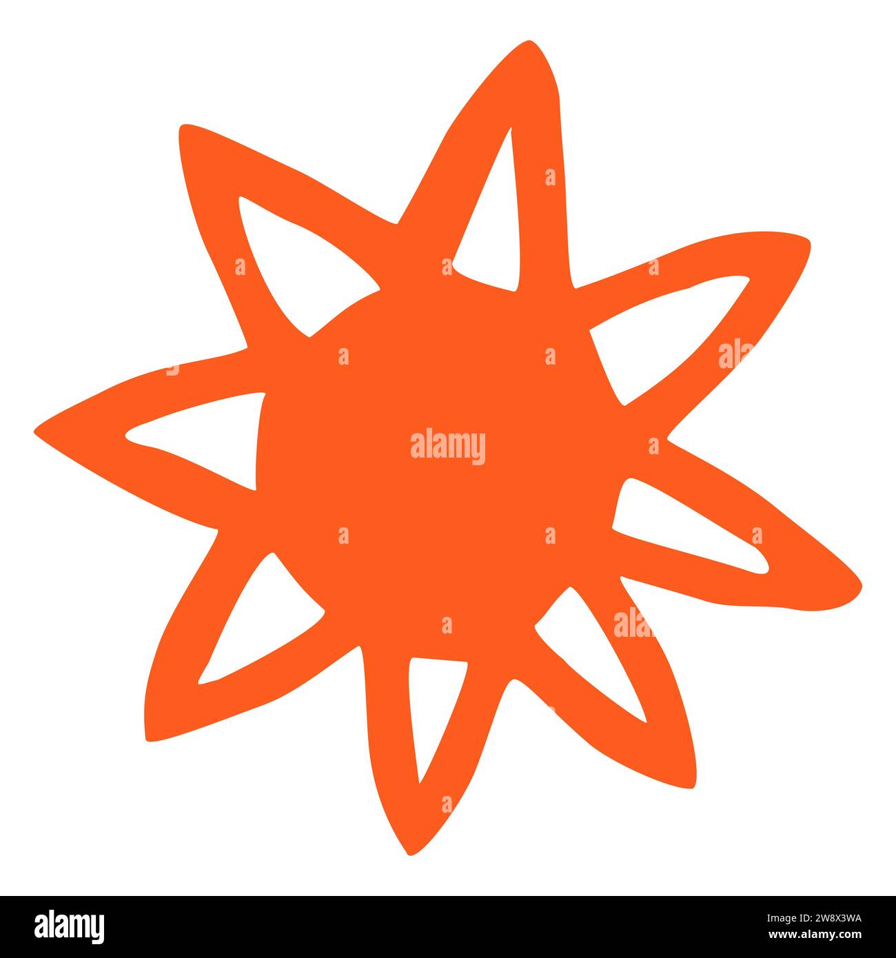 Hand drawn Sun painted with ink brush, isolated on white background ...
