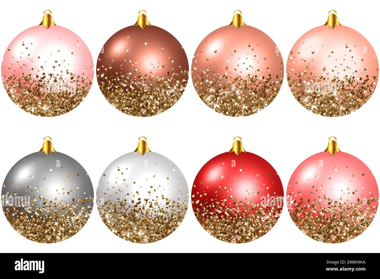 Elevate your holiday designs with stunning gold glitter Christmas balls ...
