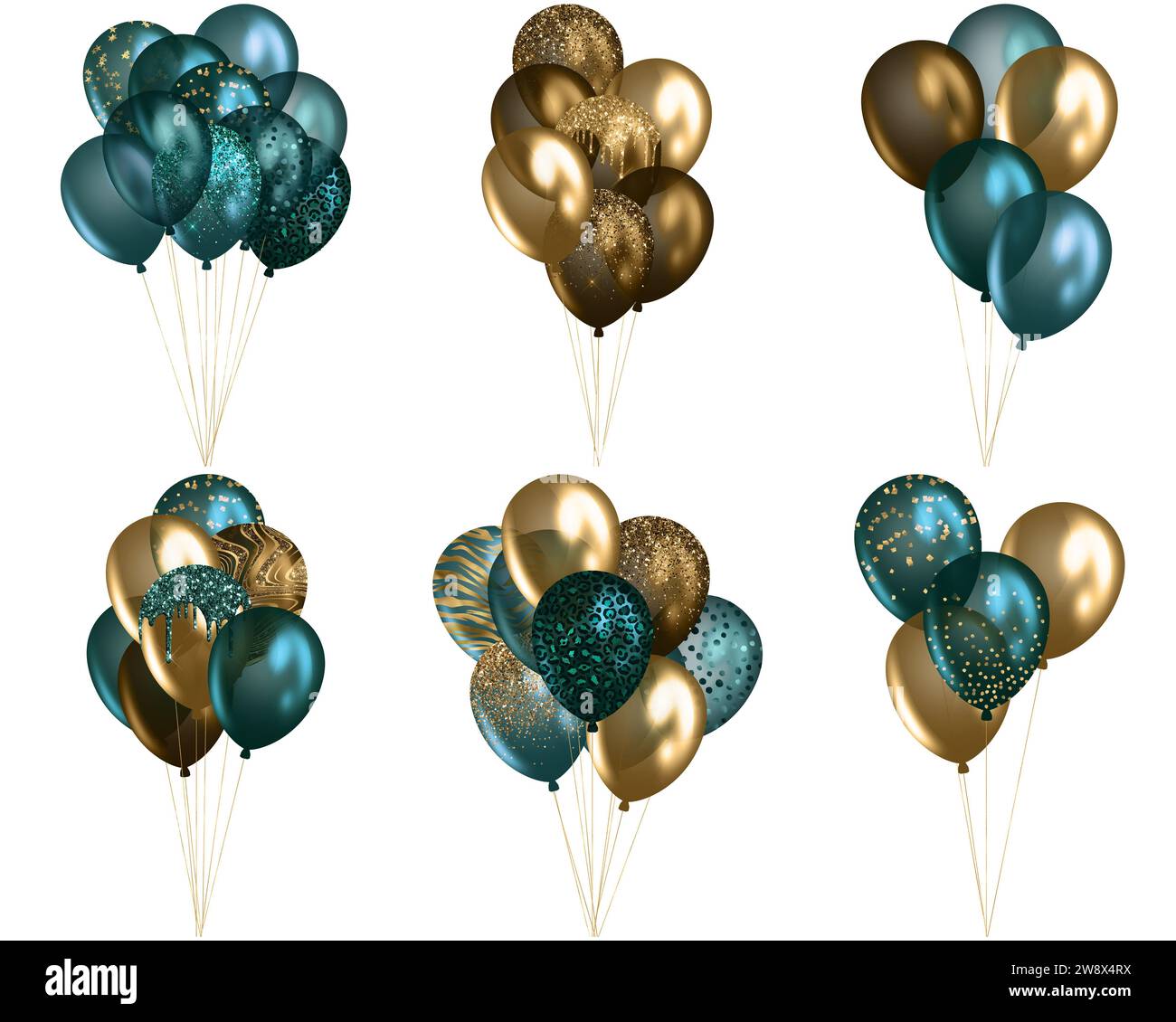 Teal and gold balloons will elevate your event Stock Photo - Alamy