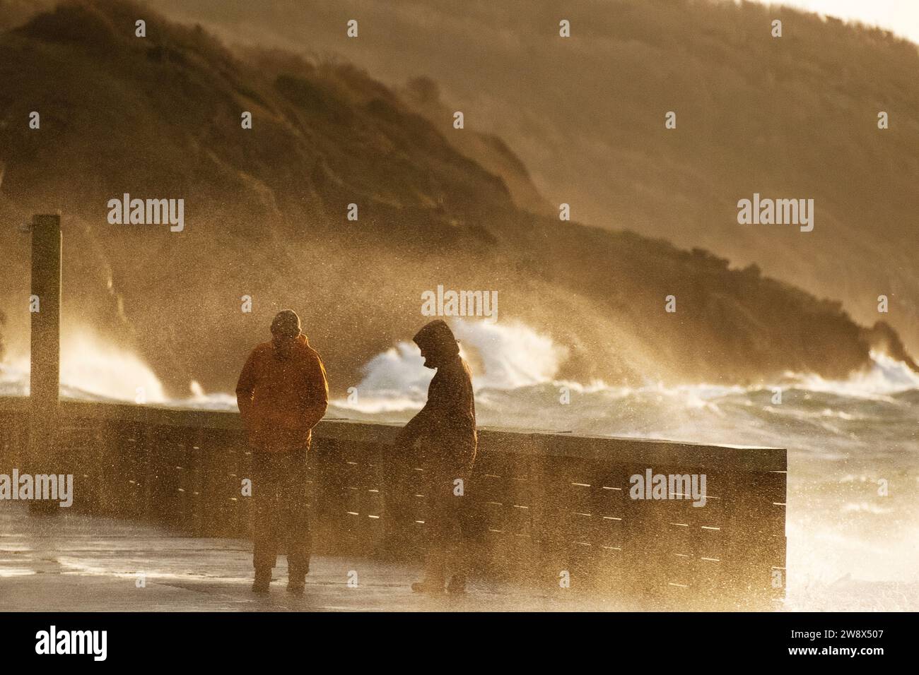 The pier at Hammerhavn, Bornholm, Friday 22 December 2023. Storm Pia ...