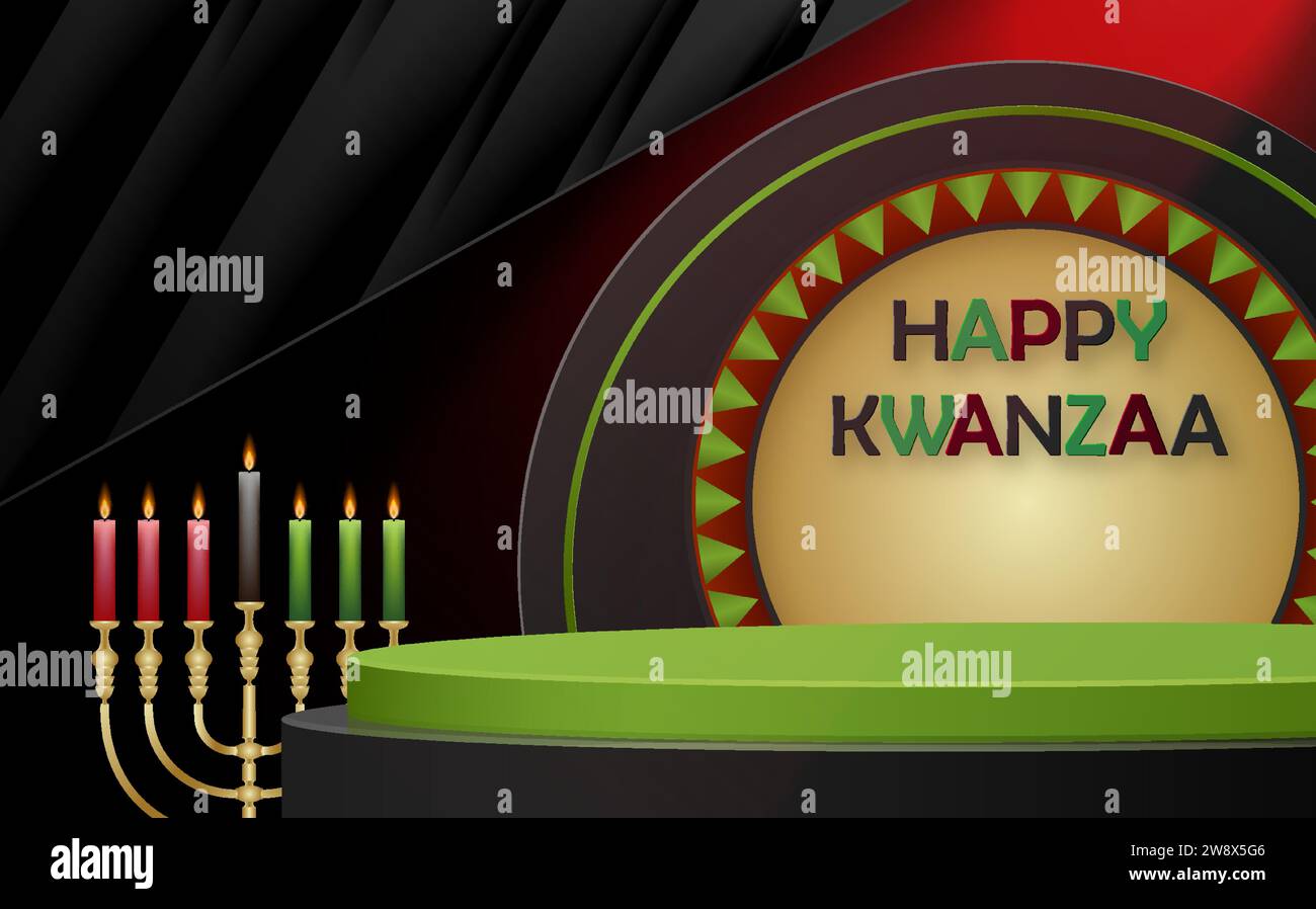 3d Round podium stage for Happy kwanzaa card with nice and creative ...