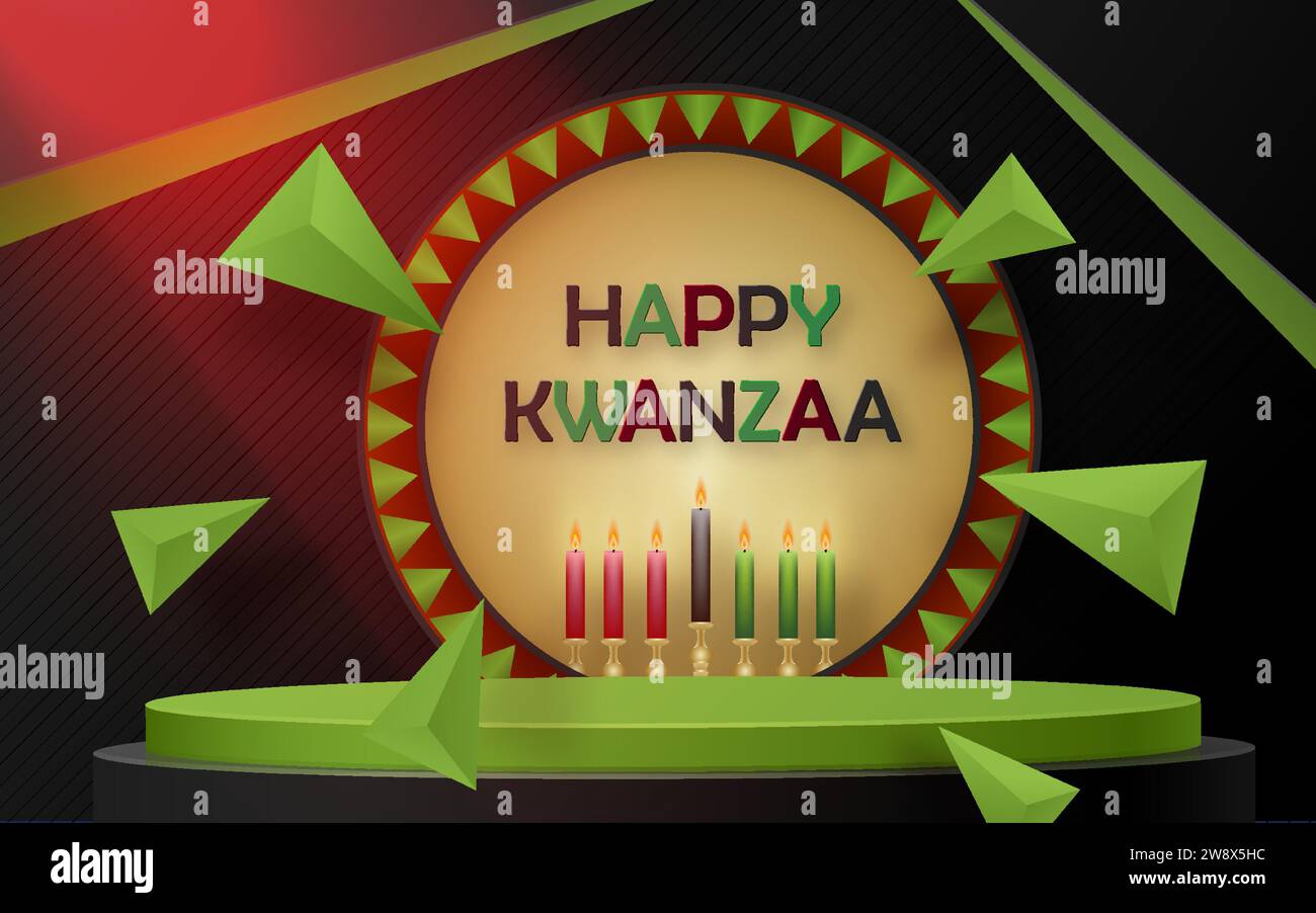 3d Round podium stage for Happy kwanzaa card with nice and creative ...