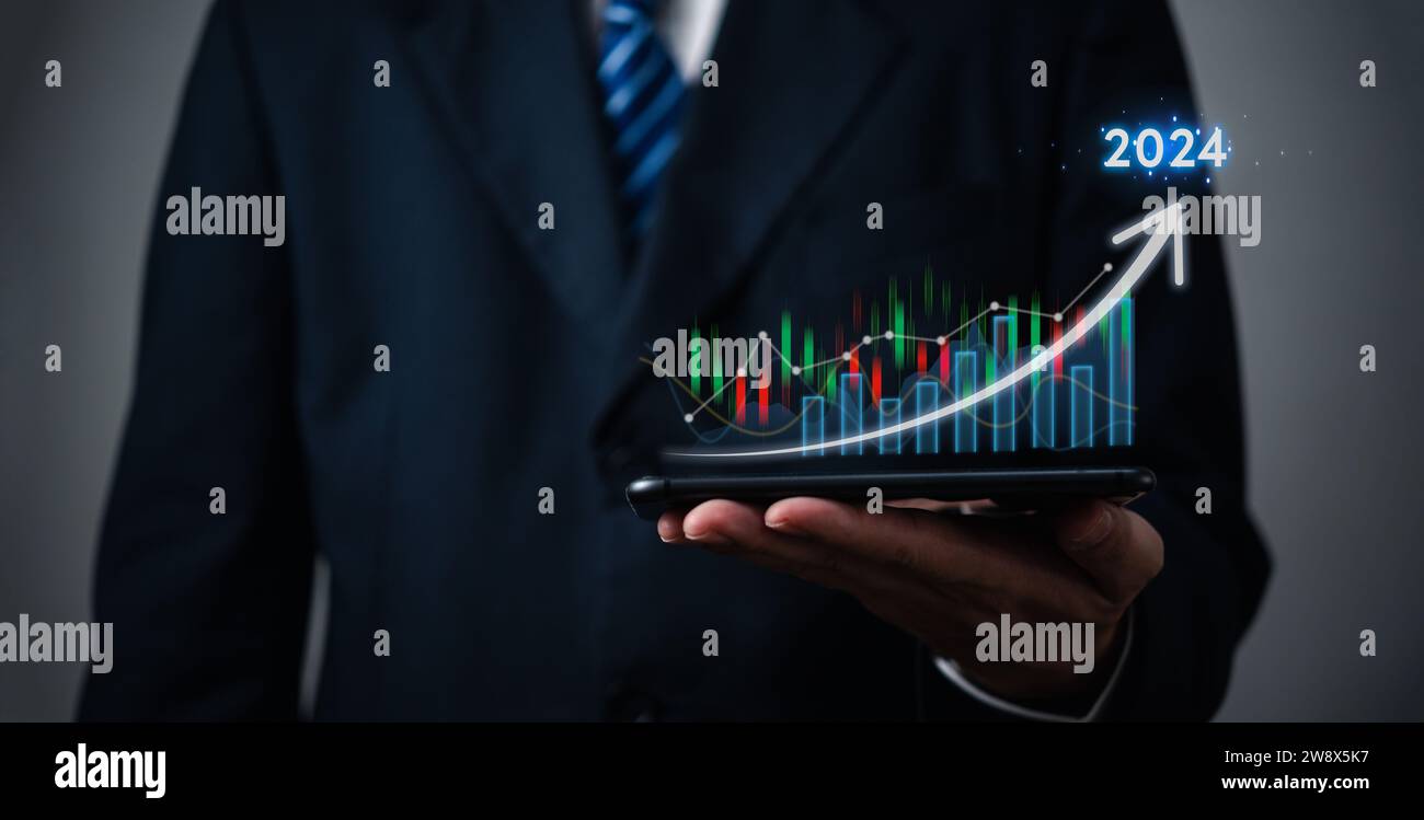 Increase business arrow corporate future growth year 2024. Digital ...