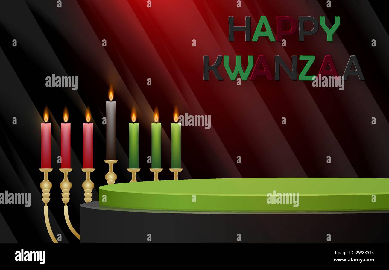3d Round podium stage for Happy kwanzaa card with nice and creative ...