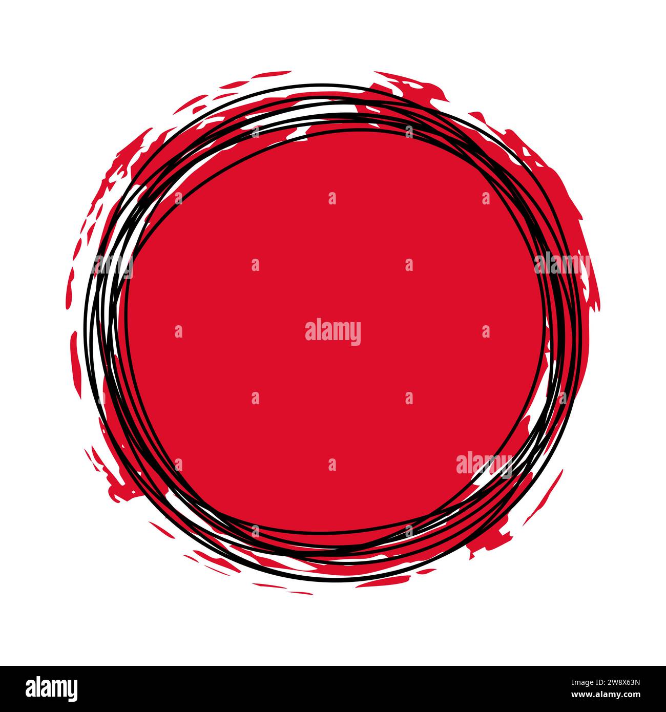 Tangled scribbled circle hand drawn with thin line, divider shape ...