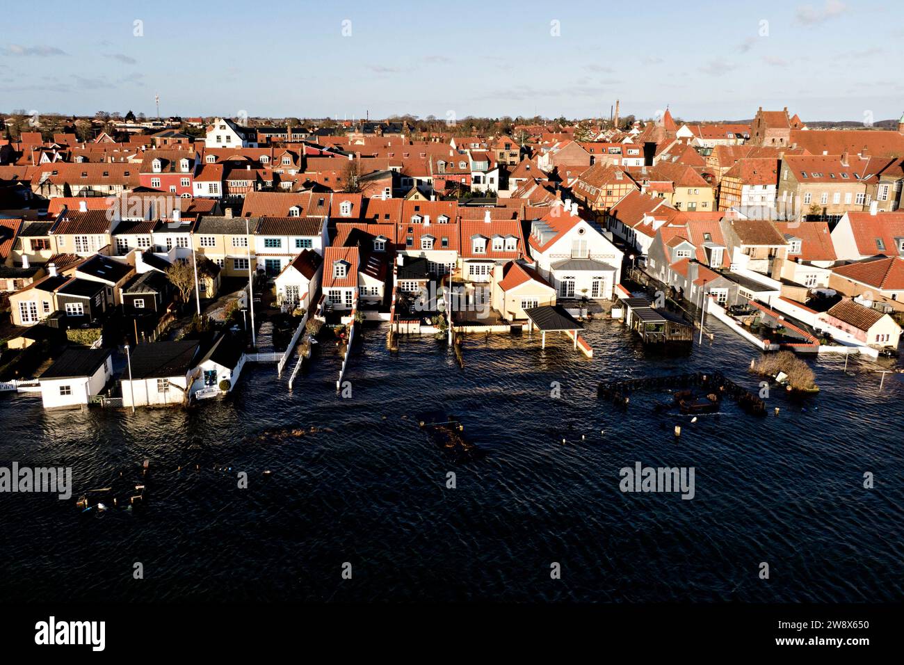 Storm Pia has flooded the areas around Fiskergade and Tvaergade in ...