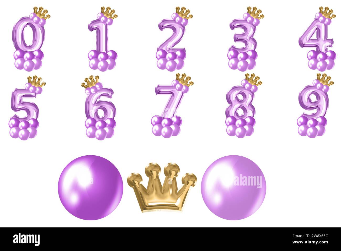 Purple Royal Number Balloons - Elegance in Every Digit Stock Photo - Alamy