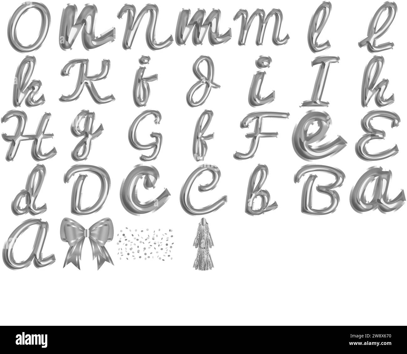 Silver Foil Balloon Script Alphabet, Metallic Grace Stock Photo - Alamy