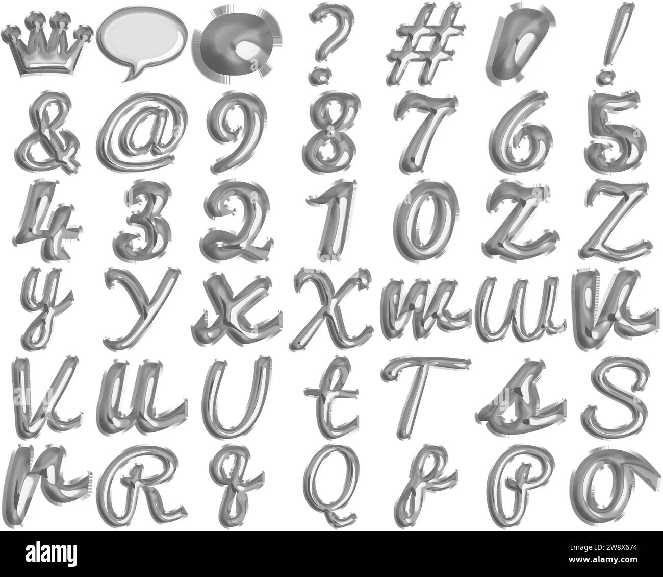 Silver Foil Balloon Script Alphabet, Metallic Grace Stock Photo - Alamy