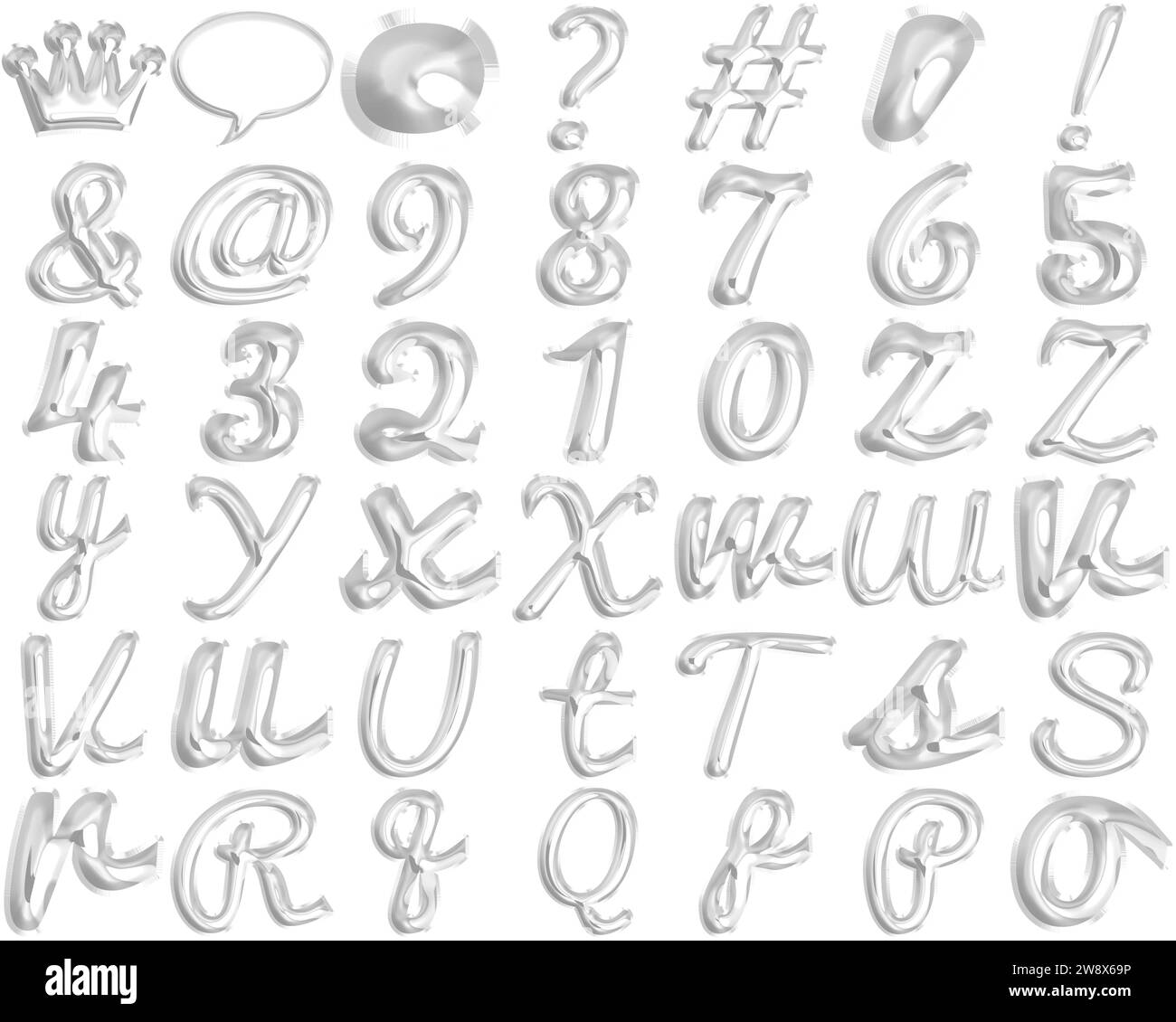 White Foil Balloon Script Alphabet, Elegant Simplicity Stock Photo - Alamy