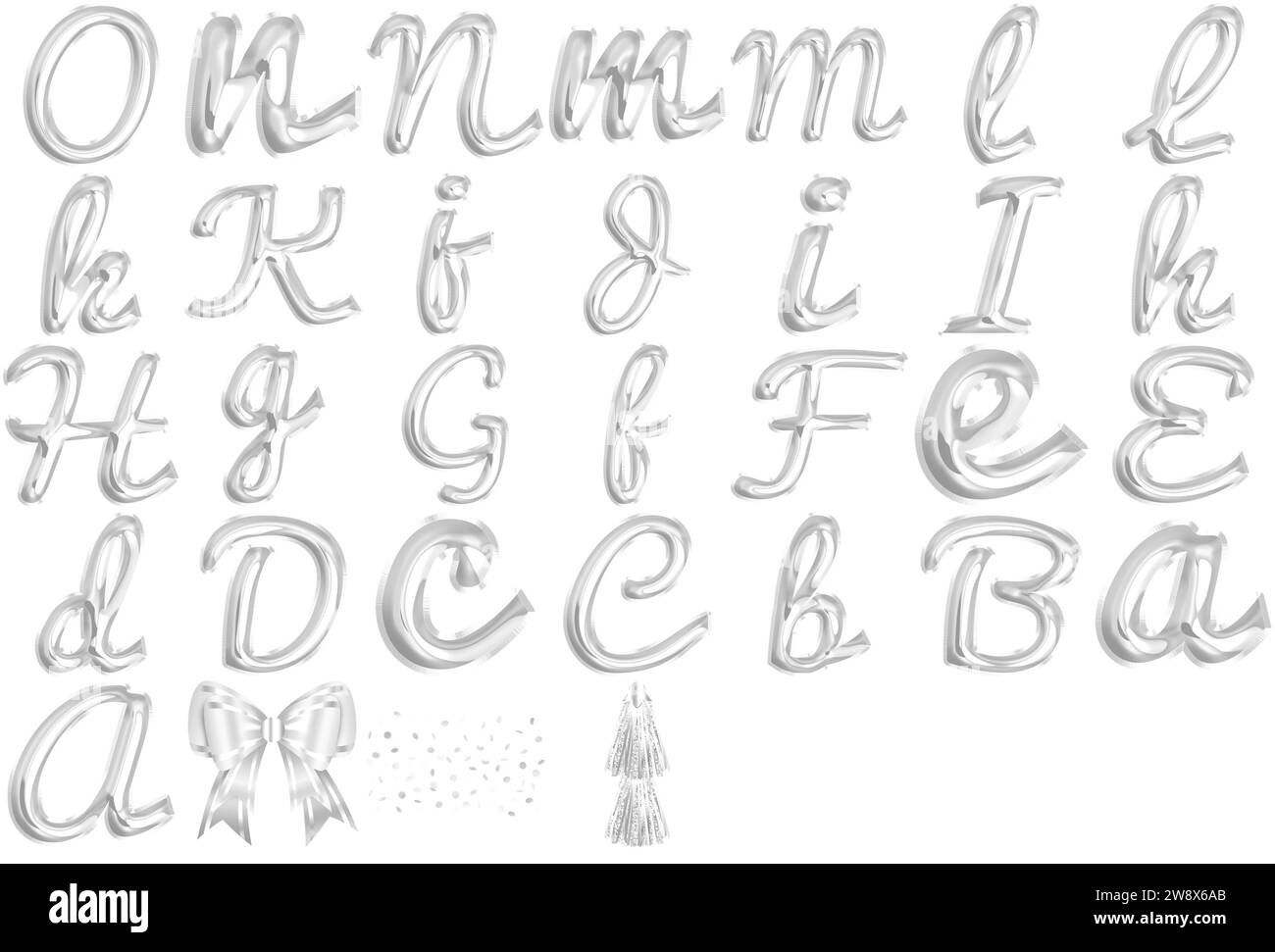 White Foil Balloon Script Alphabet, Elegant Simplicity Stock Photo - Alamy