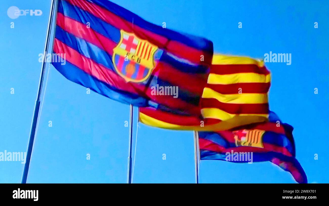 FC Barcelona Fahnen - gesehen im ZDF Beitrag Thema UEFA u.a. *** FC ...