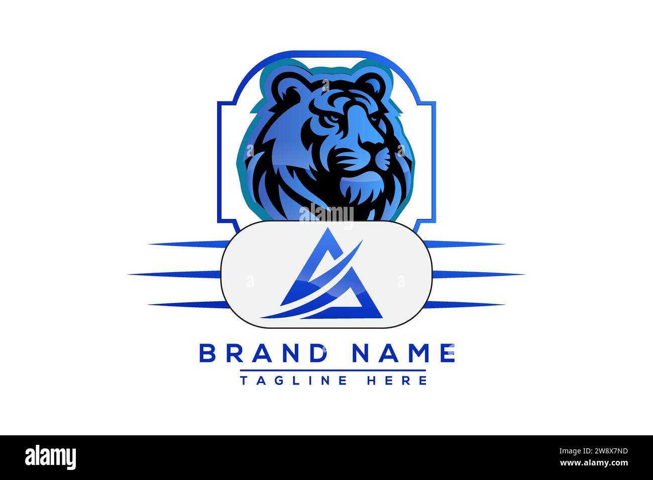 A Tiger logo Blue Design. Vector logo design for business Stock Vector ...