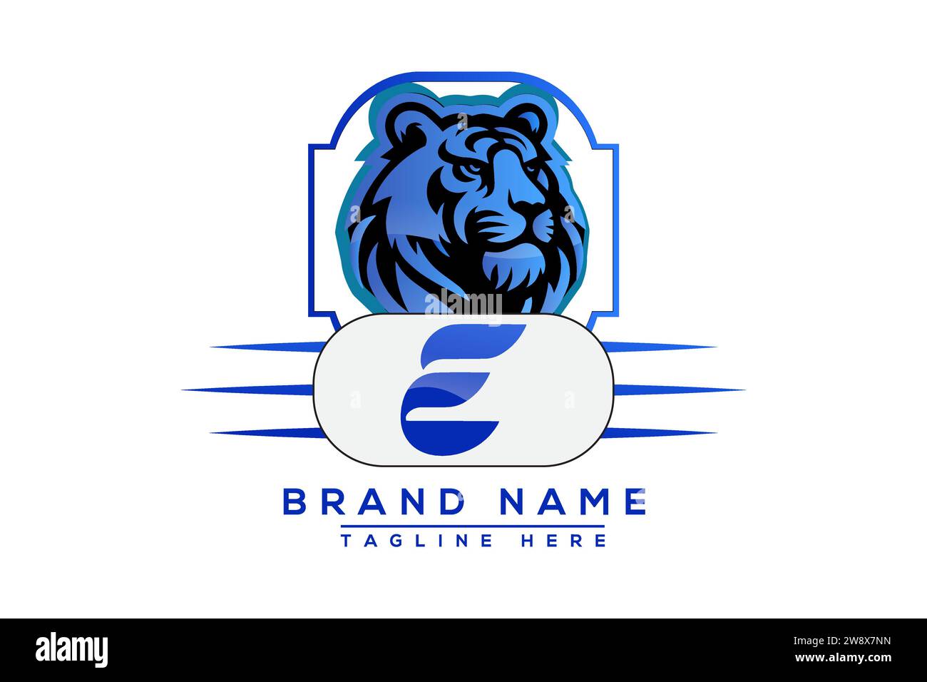 E Tiger logo Blue Design. Vector logo design for business Stock Vector ...