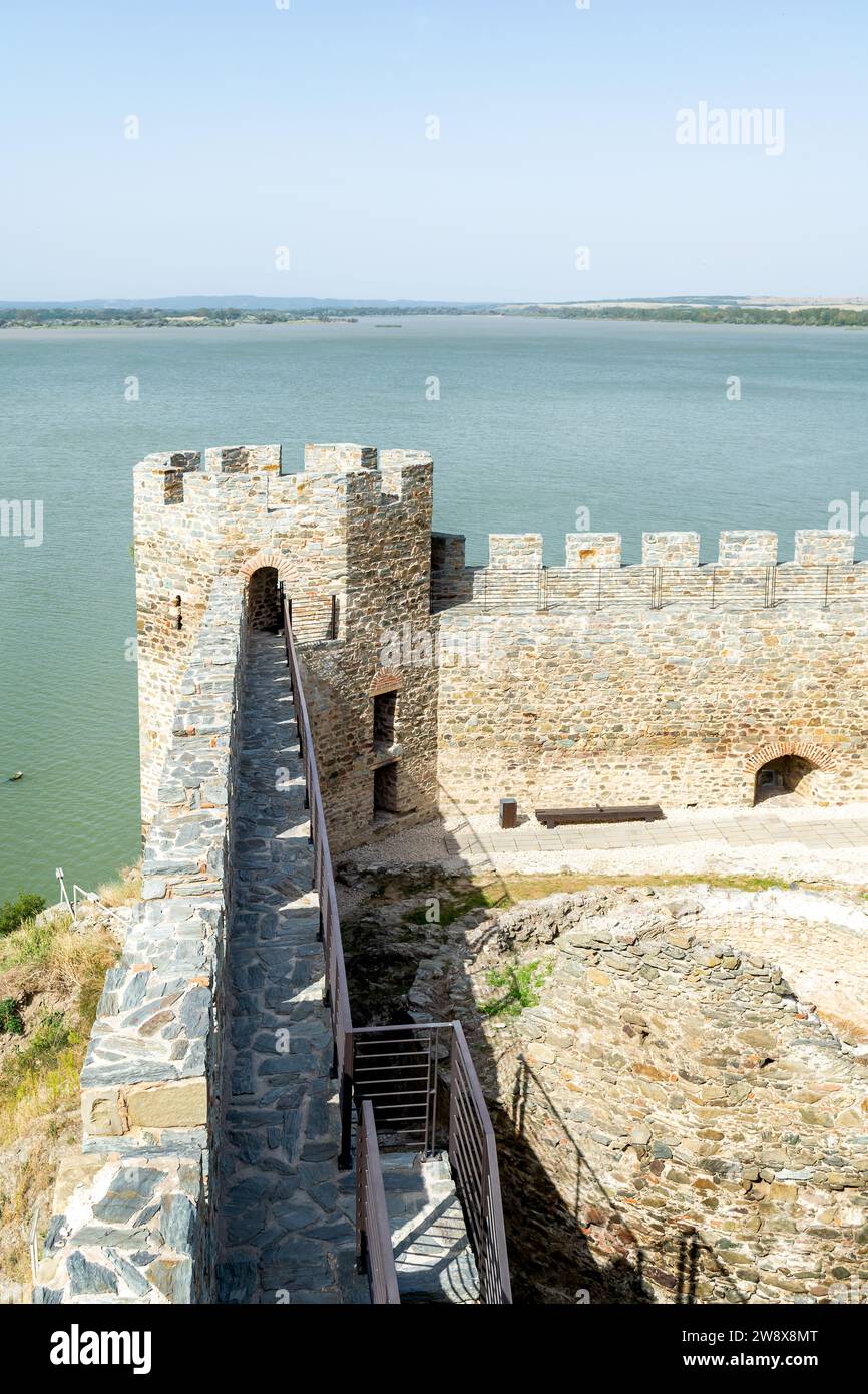 Medieval Ram fortress on the bank of Danube river in Serbia on a ...