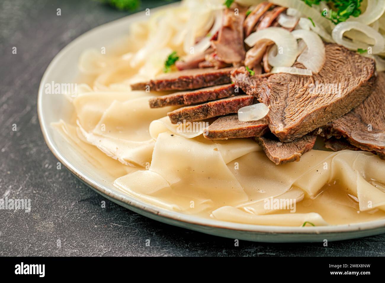 Kazakh national dish beshbarmak Stock Photo - Alamy