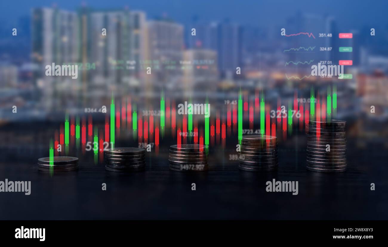 graphs stock market trends financial investment funds and economic ...