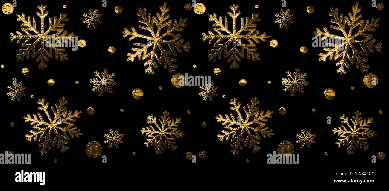 illustration of golden snowflakes with water drops Stock Photo - Alamy