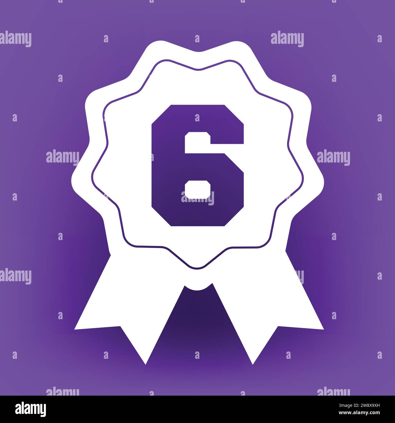 number 6 award ribbon Stock Vector Image & Art - Alamy