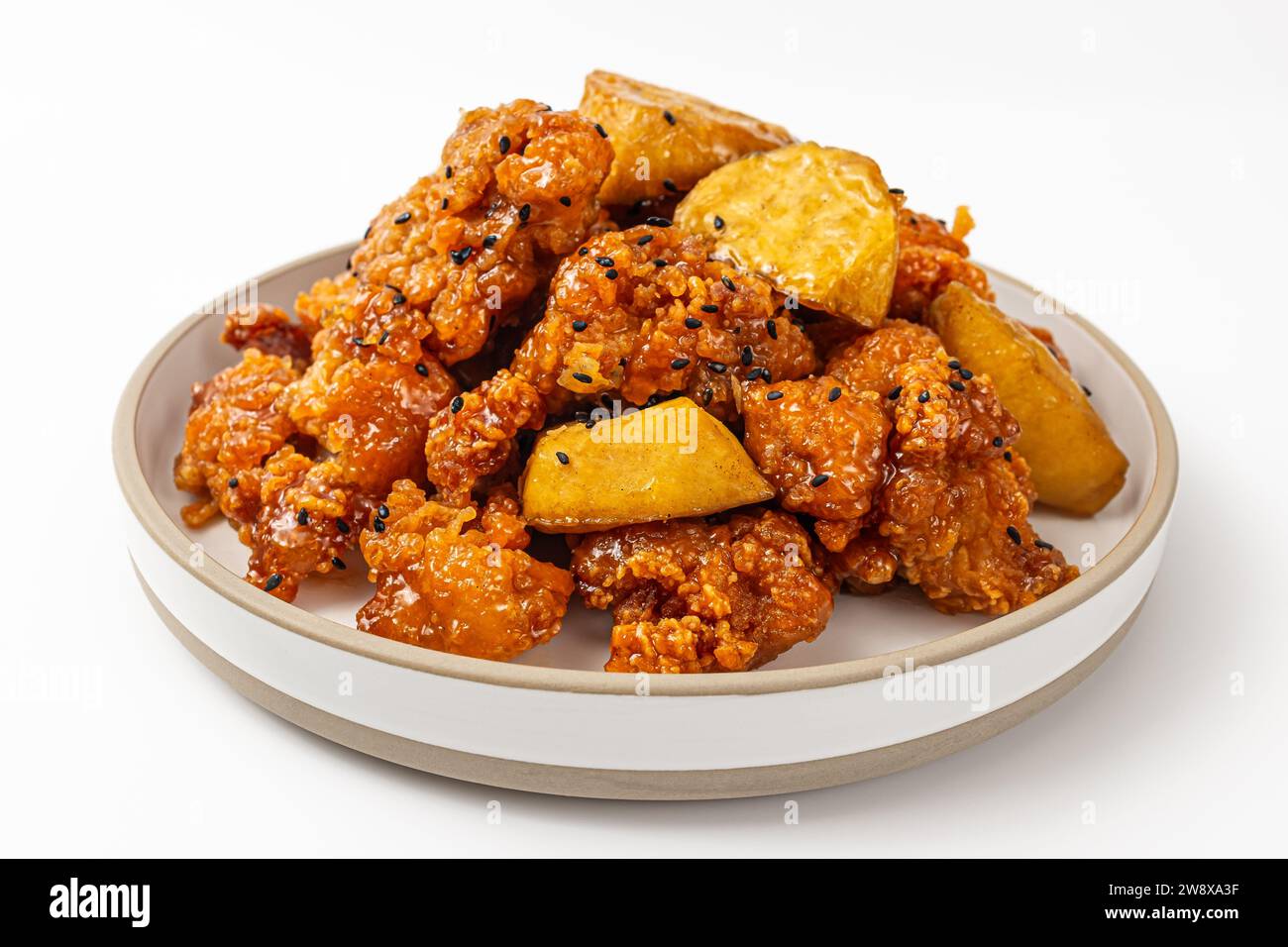 Honey Chicken Gangjeong on white background Stock Photo - Alamy