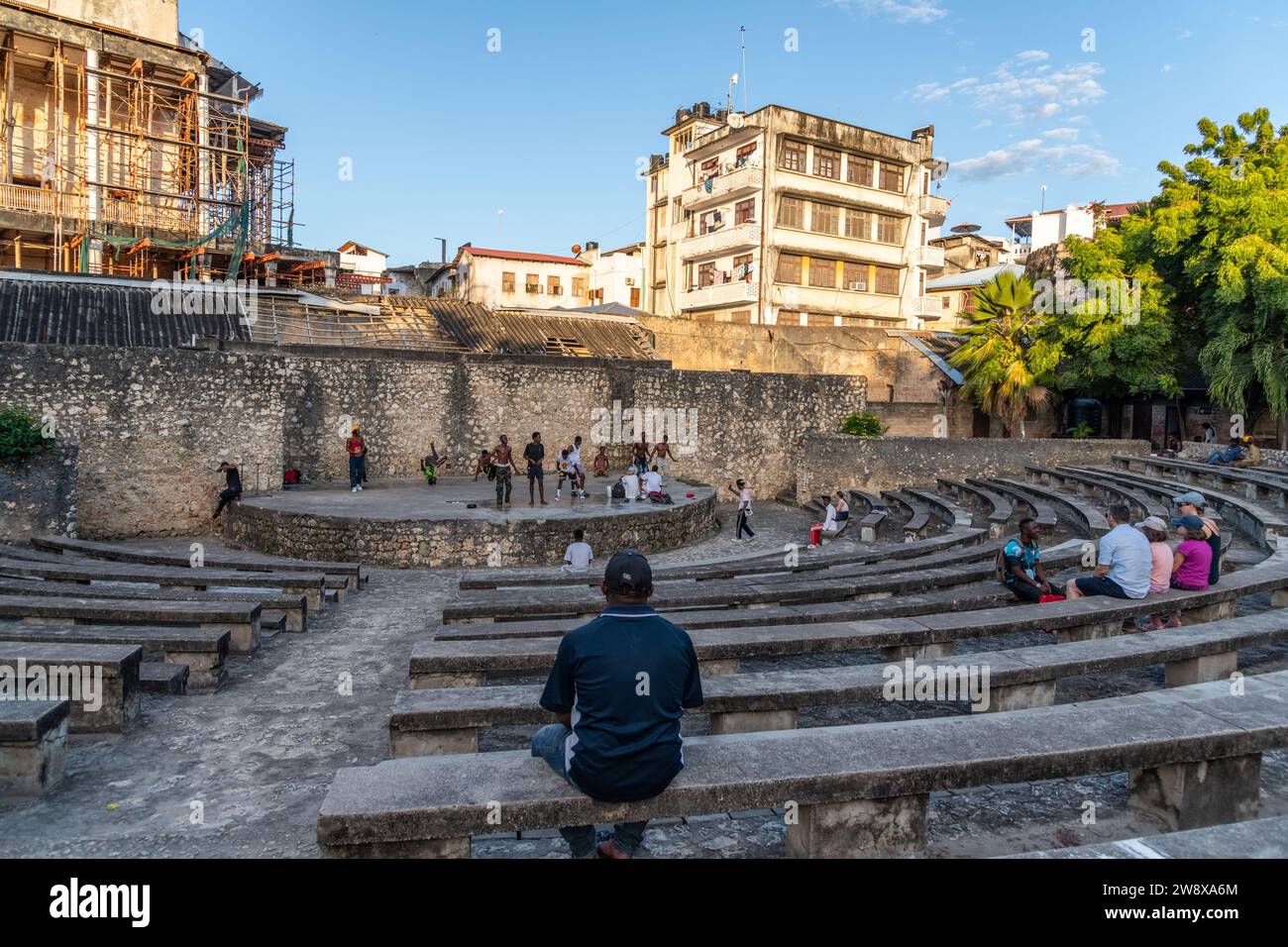 local performers in Stonetowns' amphitheatre Stock Photo - Alamy