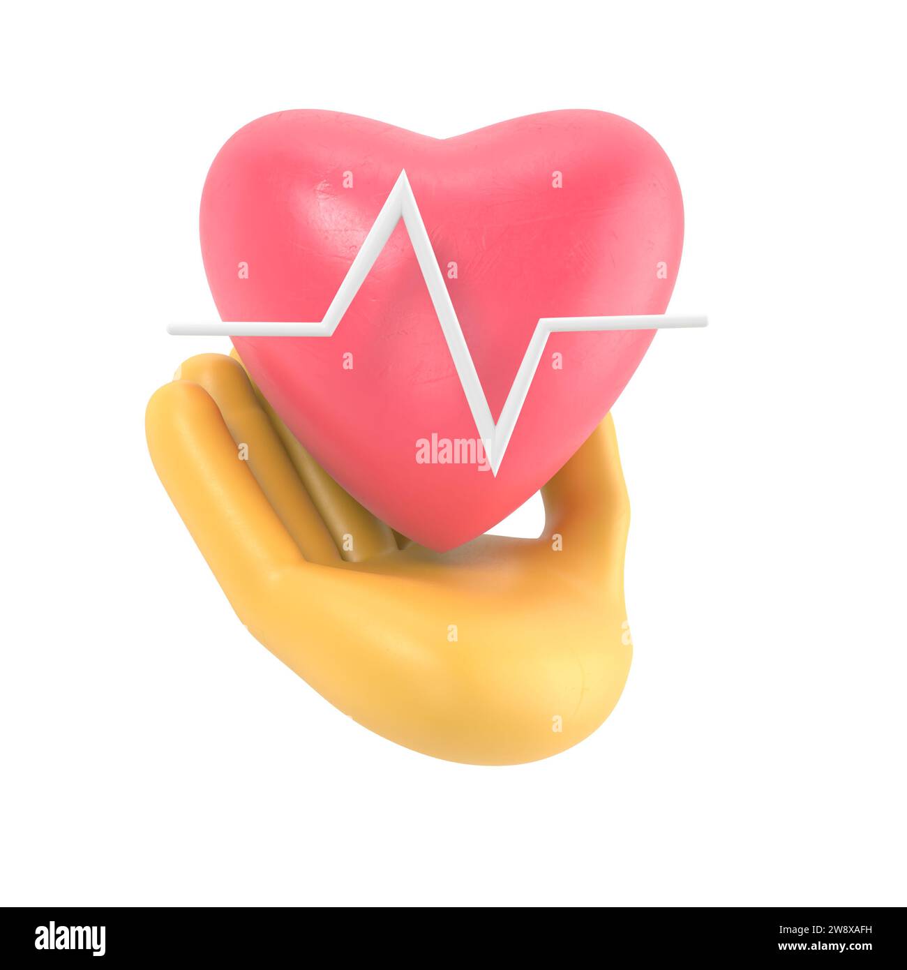 3d render. Medical heart rate icon. Doctor or cardiologist cartoon hand ...