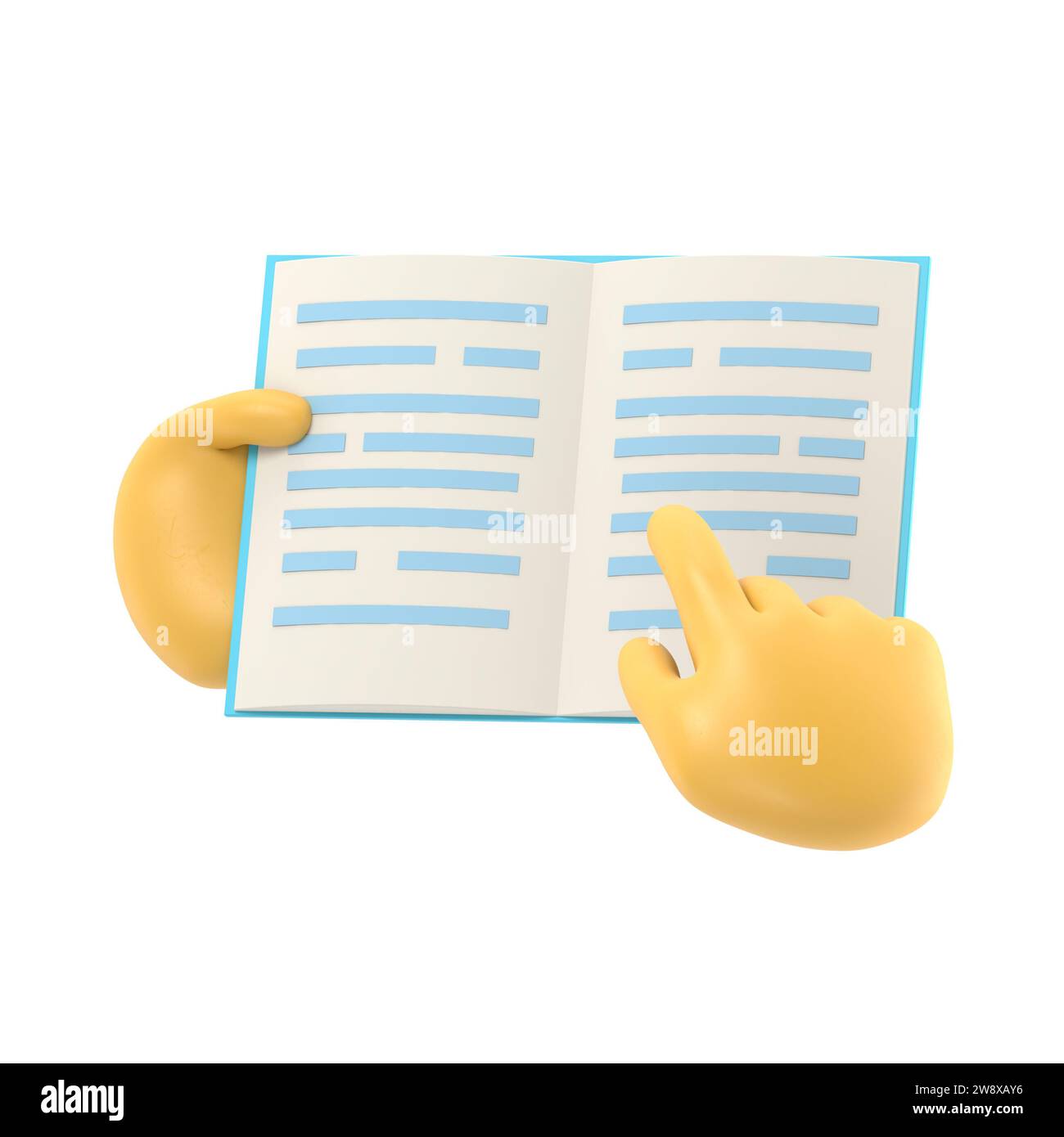 Cartoon Gesture Icon Mockup.Open book in hands,reading,education,3D ...
