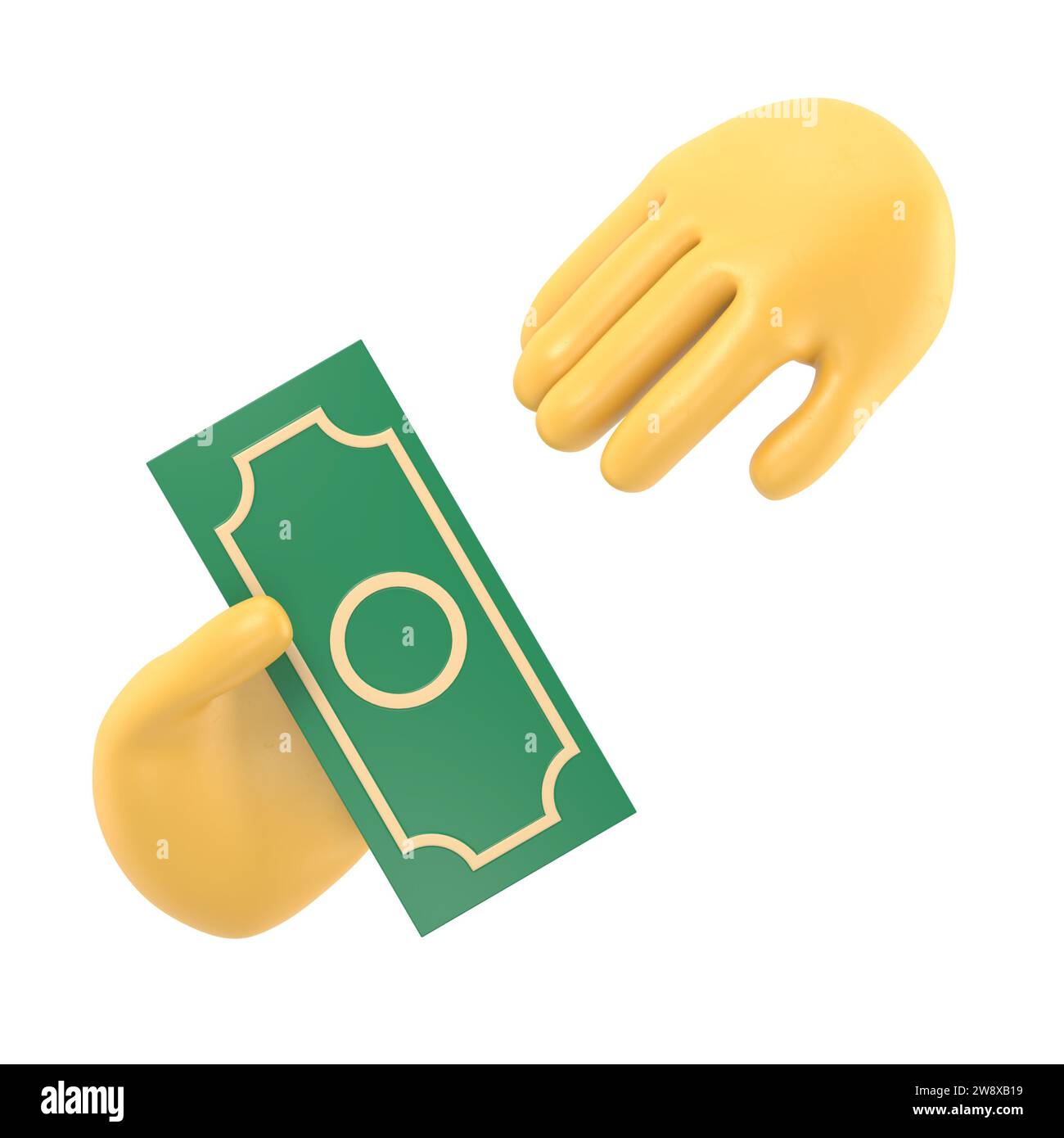 Cartoon Gesture Icon Mockup.Two cartoon businessman hands,giving money ...