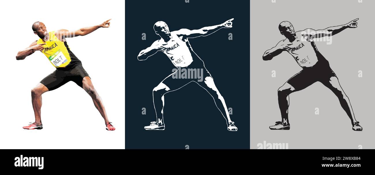 Usain Bolt runner Vector Illustration Abstract Editable image Stock ...