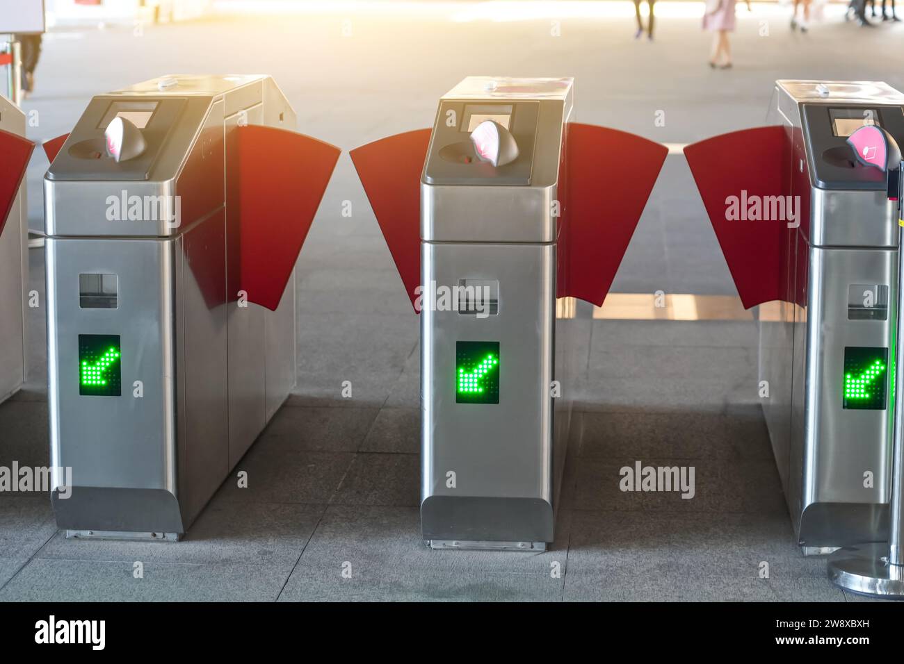 Modern train station entrance open gates entrance and exit with ...