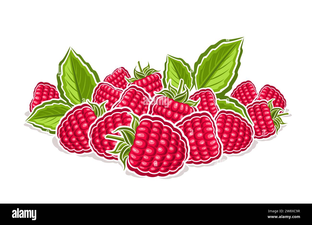 Vector logo for Raspberry, decorative horizontal poster with outline ...