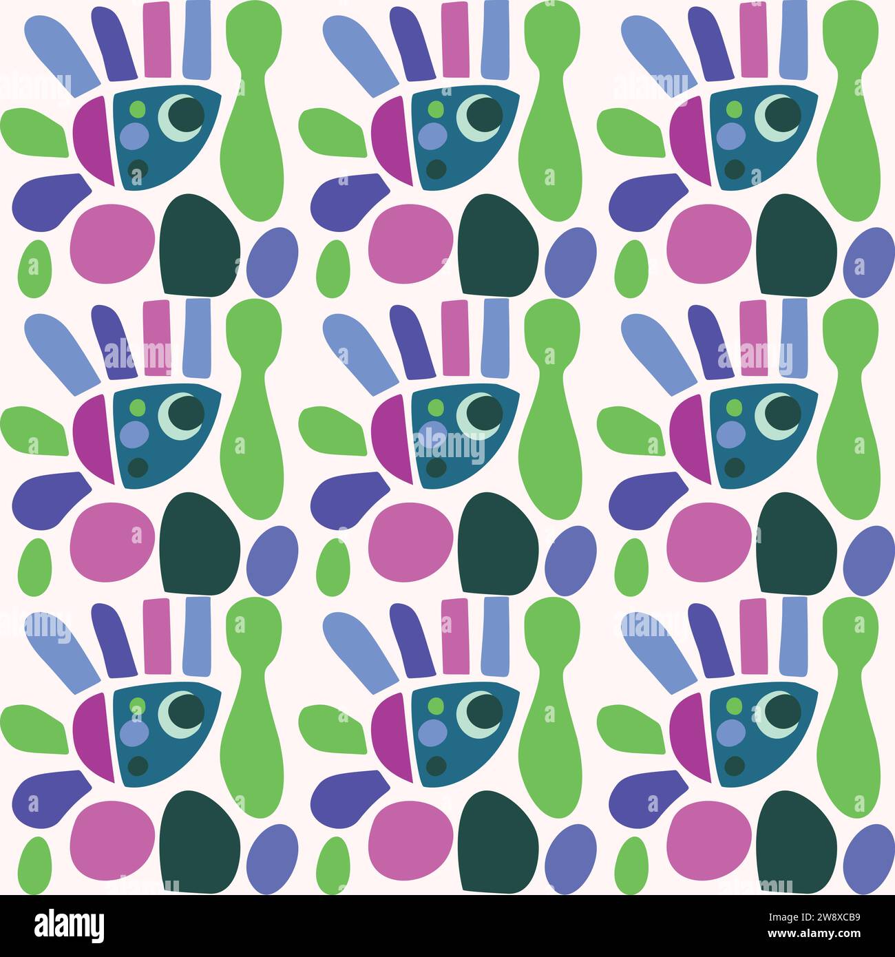 Cute kids blob monster graphic design doodle seamless vector pattern ...