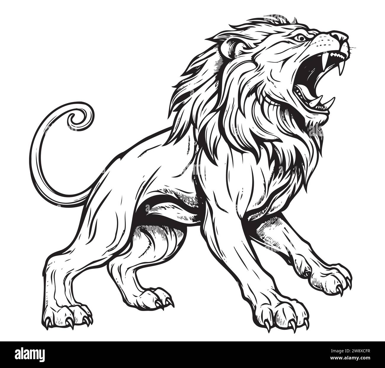 Roaring lion full size sketch hand drawn Vector illustration Stock ... Roaring lion full size sketch hand drawn Vector illustration Stock ...
