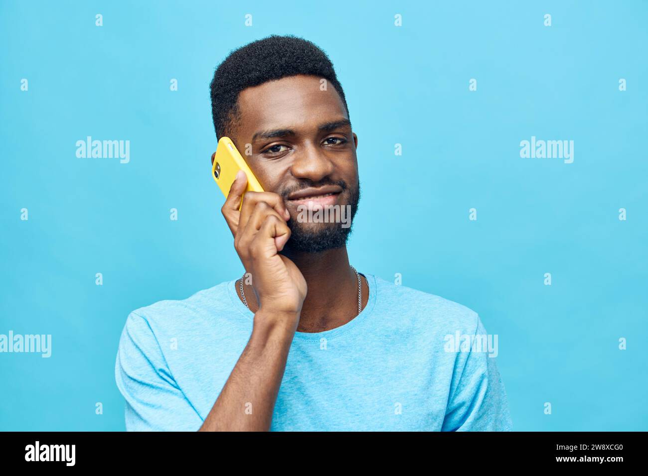 man african mobile smile background happy technology black afro phone ...