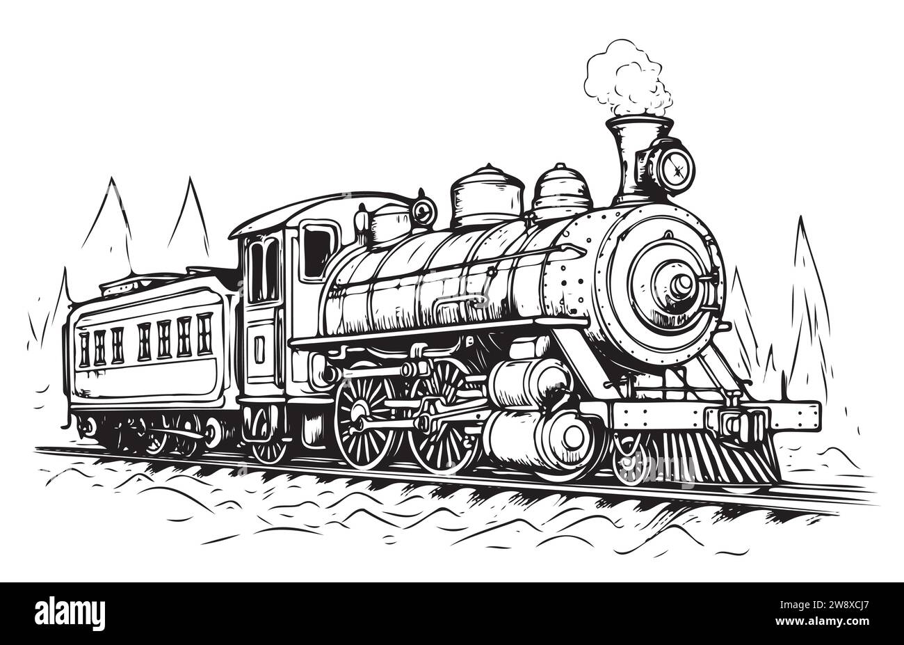 Steam train side view Stock Vector Images - Alamy