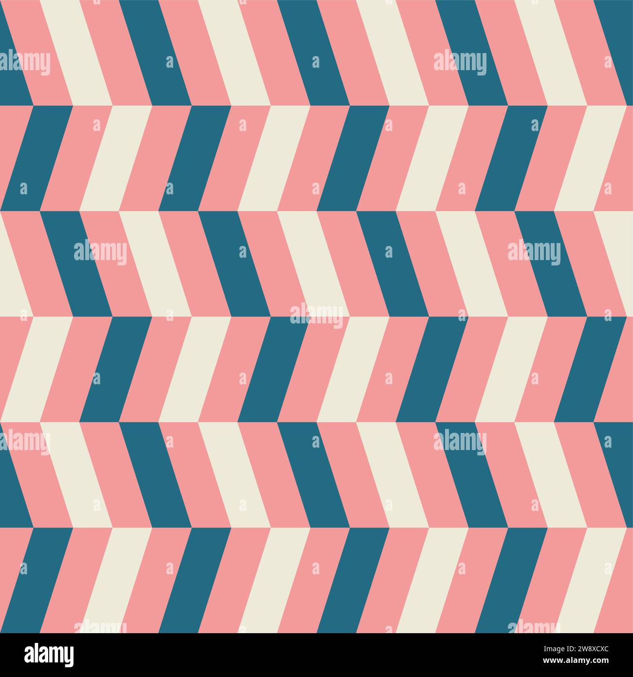 Abstract Horizontal Zigzag Retro Pattern in Blue, Red, and Beige Colors ...
